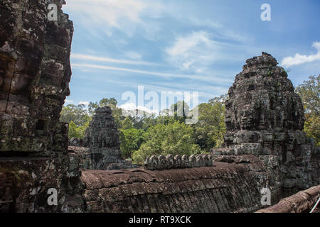 The ruinous towers of Prasat Bayon, Angkor Thom, Siem Reap, Cambodia ...