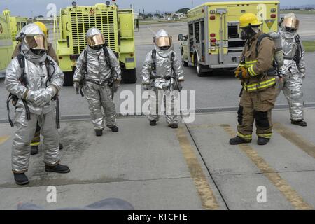 Crash Fire Rescue marines put out a training fire at the Marine Corps ...
