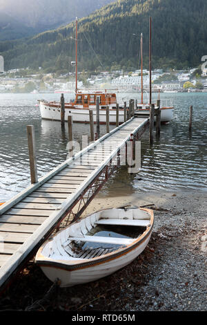 Queenstown jetty in the evening Queenstown New Zealand Stock Photo - Alamy
