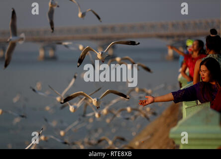 Mawlamyine, Myanmar. 1st Mar, 2019. A fishing boat floats on Thanlwin ...