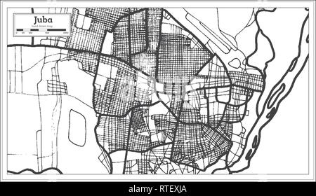 Juba South Sudan City Map in Retro Style. Outline Map. Vector ...
