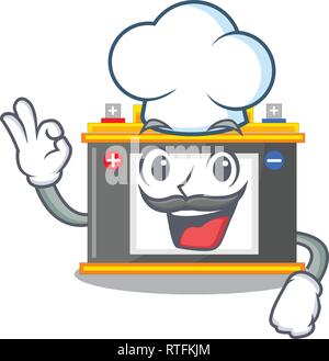 Chef with food battery mascot cartoon style Stock Vector Image & Art ...