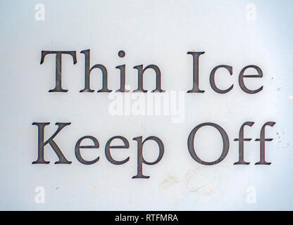 Warning Notice - unsafe ice Stock Photo - Alamy
