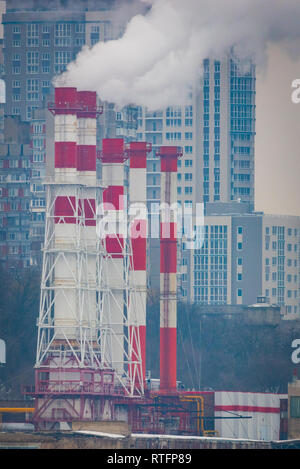 Heavy industrial pollution. Smoking factory chimney, Smoke pollution of ...