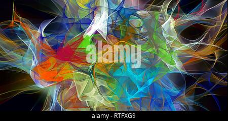 Abstract electrifying lines, smoky fractal pattern, digital ...
