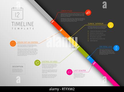 Vector Infographic diagonal timeline report template with 3d colored ...