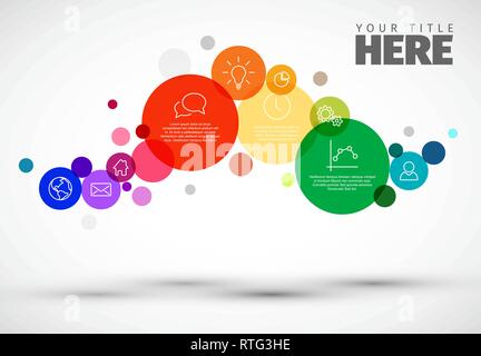 Vector rainbow diagram with various descriptive circles - infographic ...