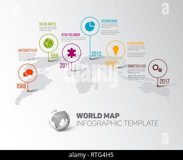 Light World map with simple pointer marks (speech bubbles) - minimalist ...