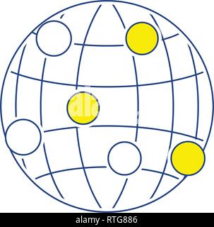 Globe connection point icon. Thin line design. Vector illustration ...