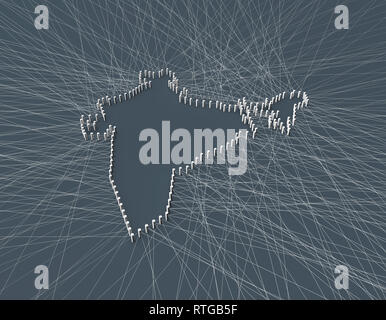 India map composed of lines, technology network communication Stock ...
