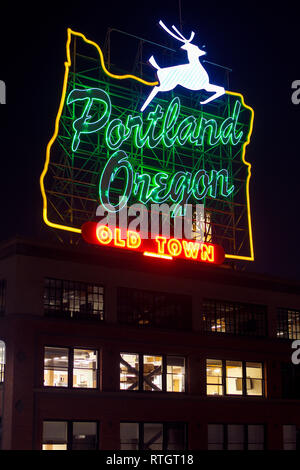 The White Stag sign, Portland Oregon Stock Photo - Alamy
