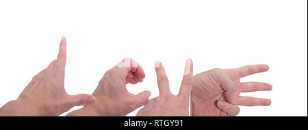 Hand with C character shape, isolated on white background. Symbol with ...