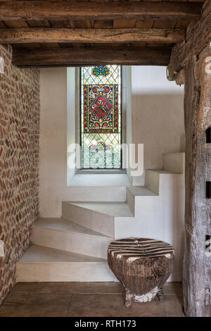 Leaded window in medieval building Stock Photo - Alamy