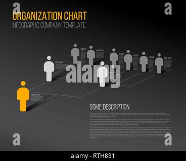 Minimalist company organization hierarchy 3d chart template Stock ...