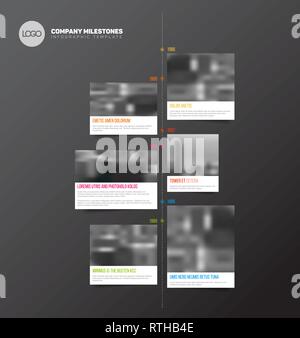 Simple vertical timeline template with big years and photo placeholders ...