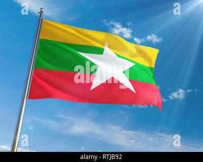 Map of Myanmar on background with flag Stock Photo - Alamy