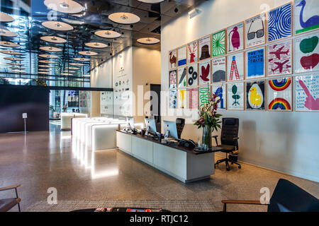 Interior of the reception lobby at Universal Music, the world’s leading ...