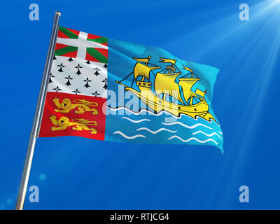 Map of Saint Pierre and Miquelon, flag map, National colors background ...