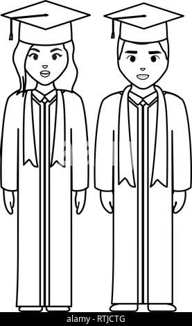 young students graduated diversity couple vector illustration design ...