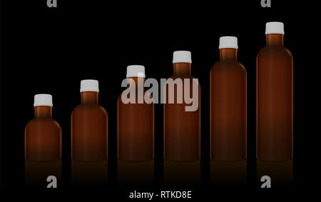 Medicine phials. Set of different pharmaceutical bottles. Unlabeled ...