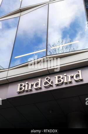 Name plate of international law firm Bird & Bird at their London ...