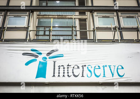 Interserve signage outside redevelopment on Berwick Street, Soho ...