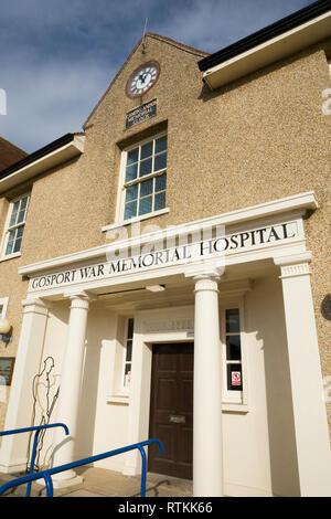 Front facade and entrance of the Gosport War Memorial Hospital ...