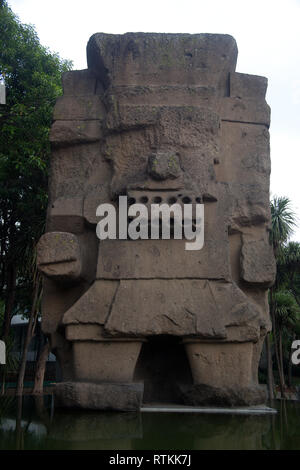 Pre-Columbian art. Aztec. Tlaloc. Nahua deity. Monolith at the entrance ...