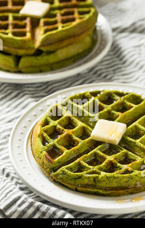 Homemade Green Tea Matcha Waffles Ready to Eat Stock Photo - Alamy