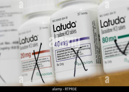 Bottles of Latuda (Lurasidone) prescription pharmaceuticals ...