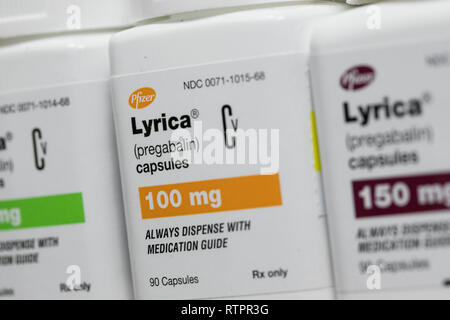 Bottles of Lyrica (Pregabalin) prescription pharmaceuticals ...