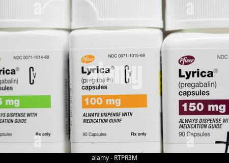 Bottles of Lyrica (Pregabalin) prescription pharmaceuticals ...