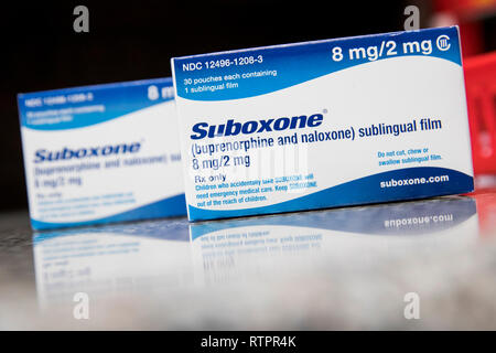 Packages of Suboxone (buprenorphine and naloxone) prescription ...