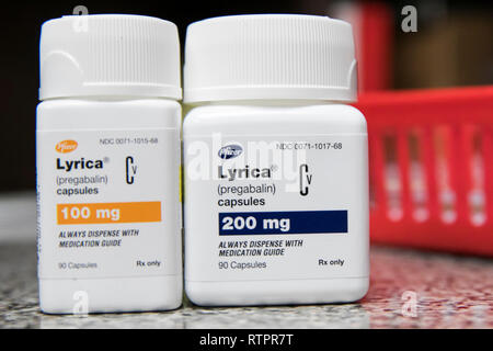 Bottles of Lyrica (Pregabalin) prescription pharmaceuticals ...