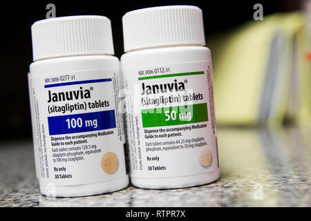Bottles of Januvia (Sitagliptin) prescription pharmaceuticals ...