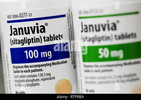 Bottles of Januvia (Sitagliptin) prescription pharmaceuticals ...