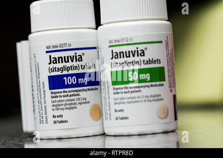 Bottles of Januvia (Sitagliptin) prescription pharmaceuticals ...