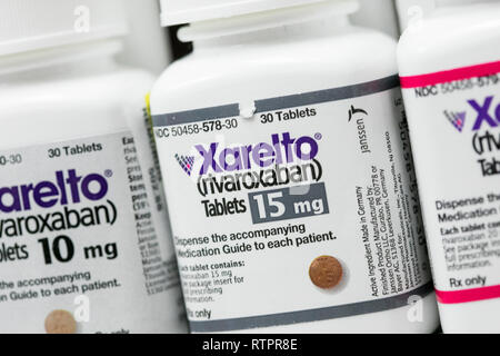 Bottles of Xarelto (Rivaroxaban) prescription pharmaceuticals ...