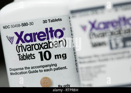 Bottles of Xarelto (Rivaroxaban) prescription pharmaceuticals ...