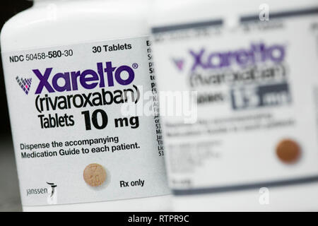 Bottles of Xarelto (Rivaroxaban) prescription pharmaceuticals ...