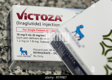 A package of Victoza (Liraglutide) injectors, manufactured by Novo ...
