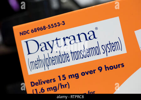 A package of Daytrana (Methylphenidate) prescription pharmaceuticals ...