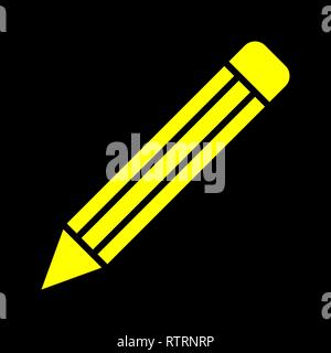 Pencil symbol icon - yellow simple outline, isolated - vector ...