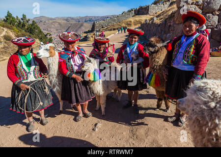 Cusco, Peru, July 2018: Native girl from Cusco, with her typical ...