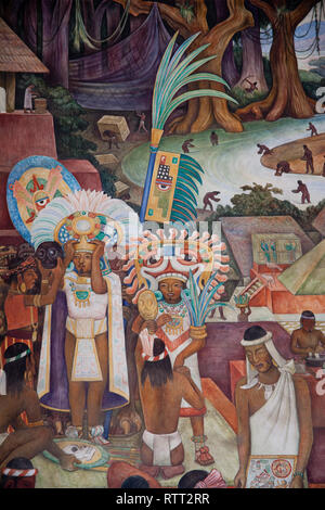 Aztec history murals by Diego Rivera in the National Palace, Palacio ...