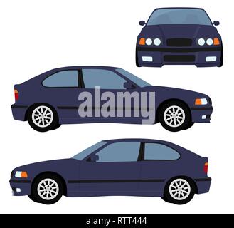 White hatchback car vector template with simple colors without ...