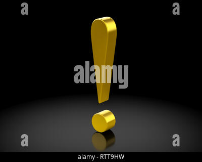 Gold exclamation mark symbol on a white background Stock Photo - Alamy