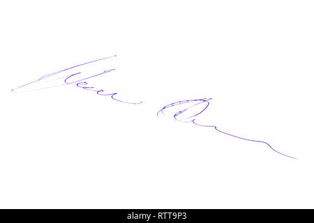 Concept of handwritten signature of document signed with pen isolated ...