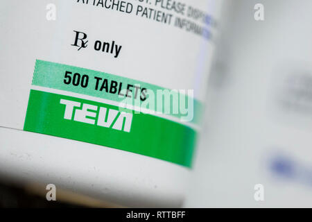 A Teva Pharmaceutical Industries logo is seen on prescription ...