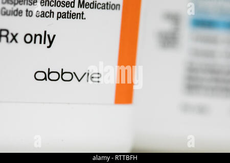 A Abbvie logo is seen on prescription pharmaceutical packaging ...